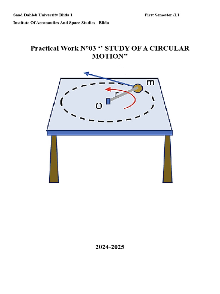 Practical Work N°03 ' STUDY OF A CIRCULAR Motion'' | PDF | Acceleration | Force