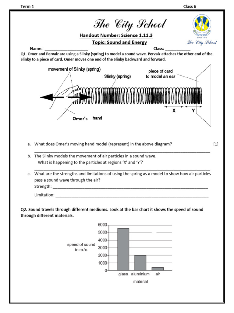 Sound and Energy Grade 6 1.11.3 Worksheet | PDF