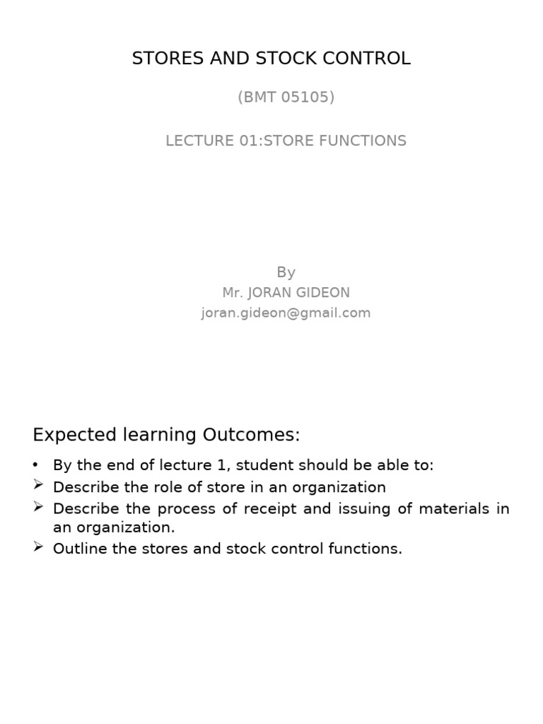 Store Functions and Stock Control Guide | PDF | Inventory | Economies
