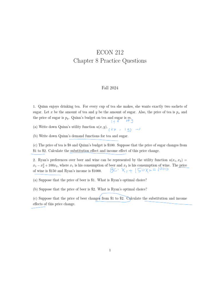 Chapter 8 - Practice Questions | PDF | Utility | Mathematical Optimization