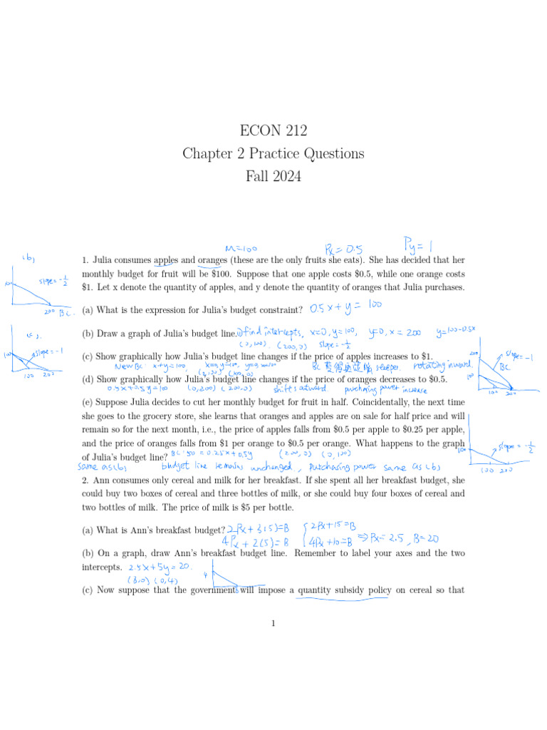 Chapter 2 - Practice Questions | PDF | Labour Economics | Economies