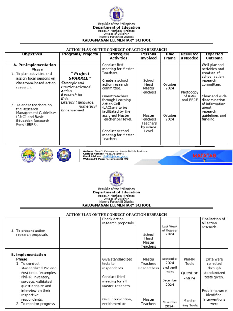 Action Plan For Action Research | PDF