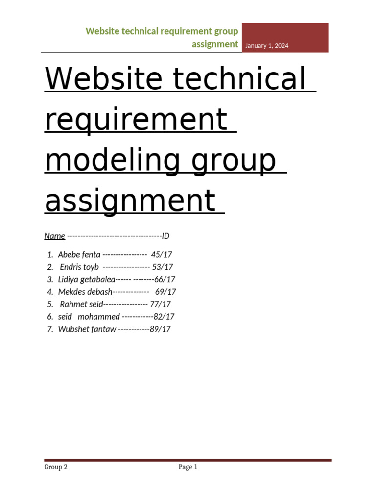 Website Technical Requirement Modeling Group 2 Assignment-1 | PDF | World Wide Web | Internet & Web