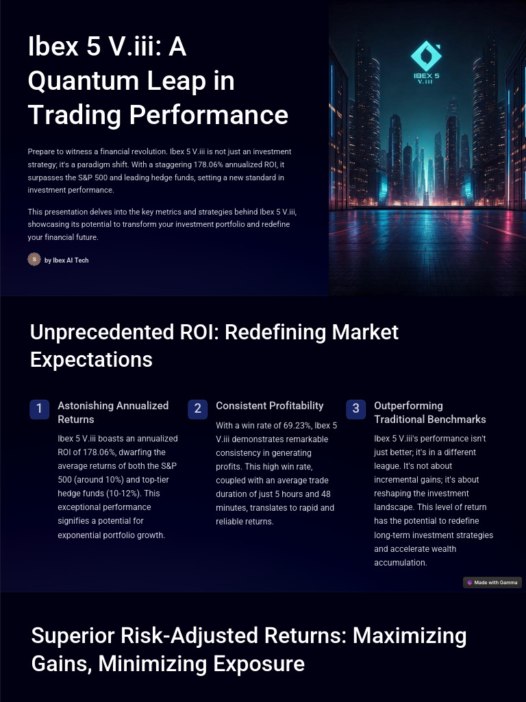 Ibex 5 Viii A Quantum Leap in Trading Performance | PDF | Investing | Hedge Fund