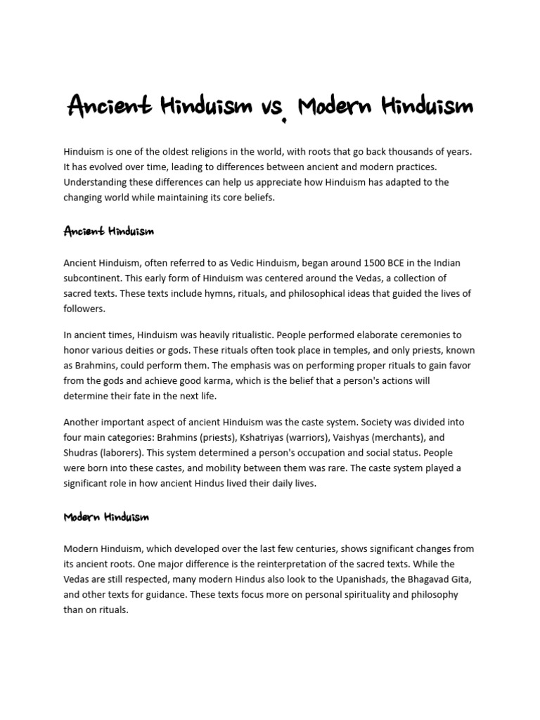 Ancient vs. Modern Hinduism Explained | PDF | Vedas | Indian Philosophy