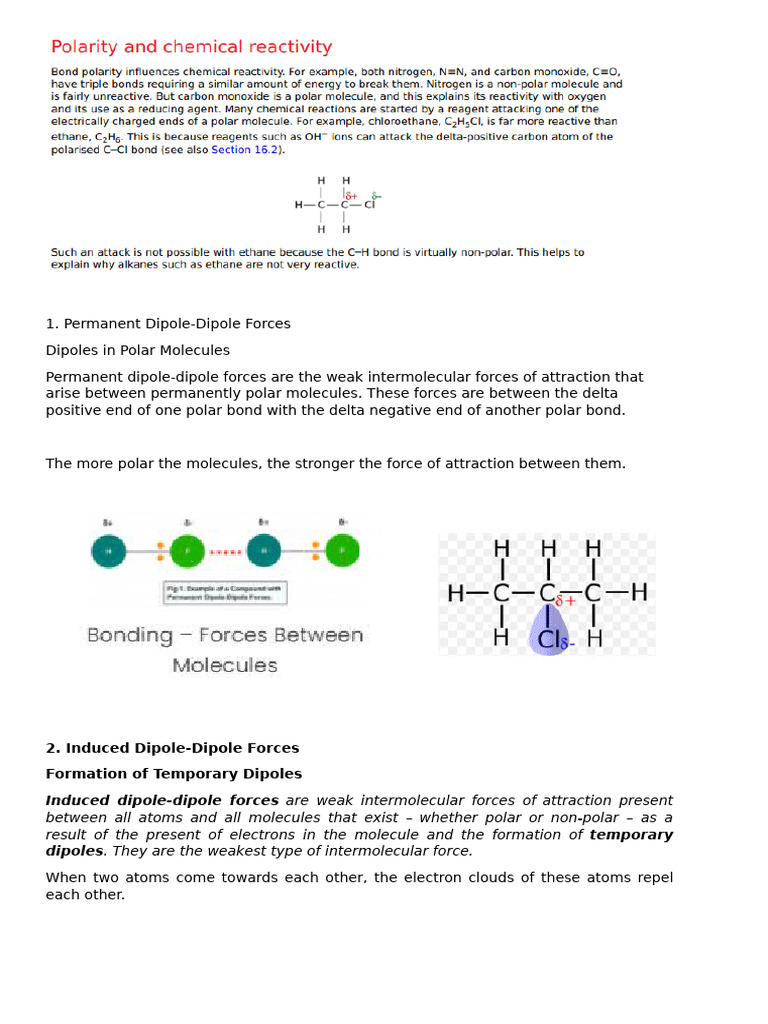 Intermolecular Forces Notes For A Level Chemistry | PDF | Philosophy ...