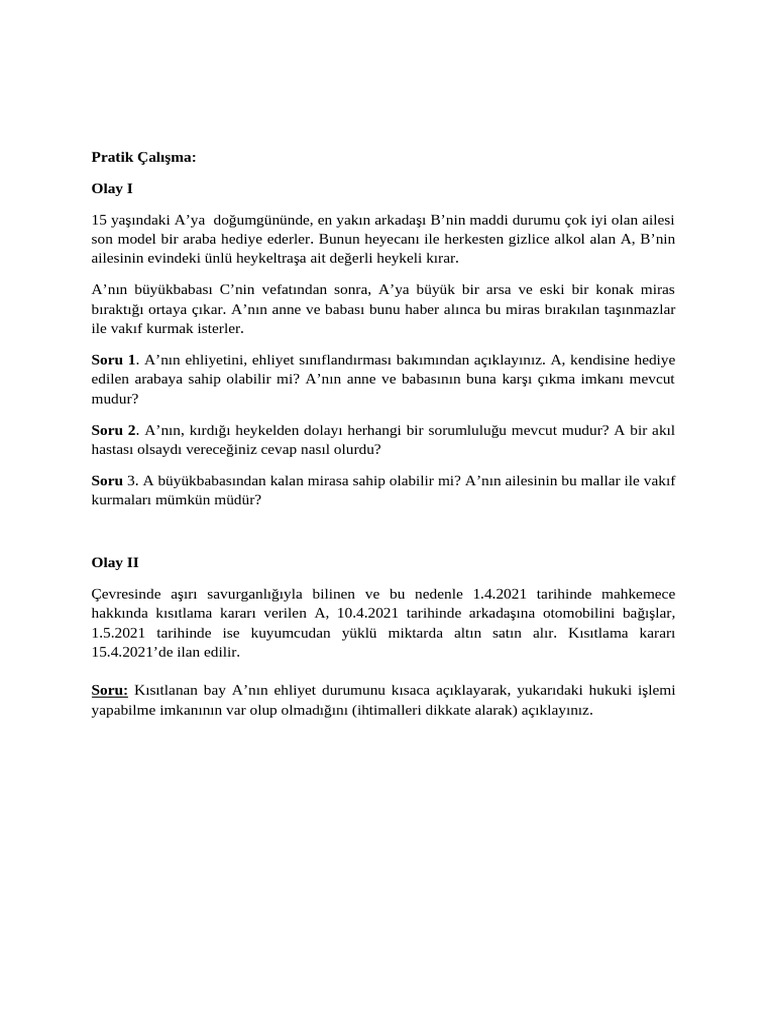 Medeni Final Pratik 2 | PDF