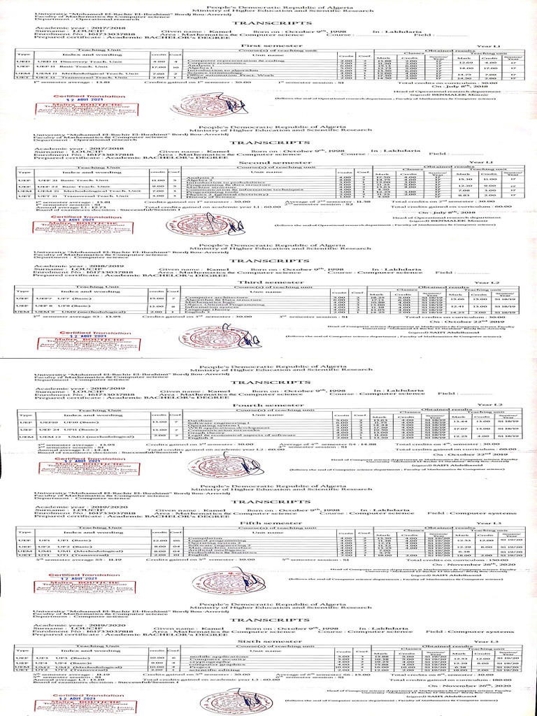 Transcript of Records Bachelor's Academic | PDF