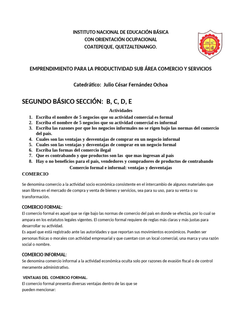 Comercio Formal e Informal en Bolivia | PDF | Comercio | Contrabando