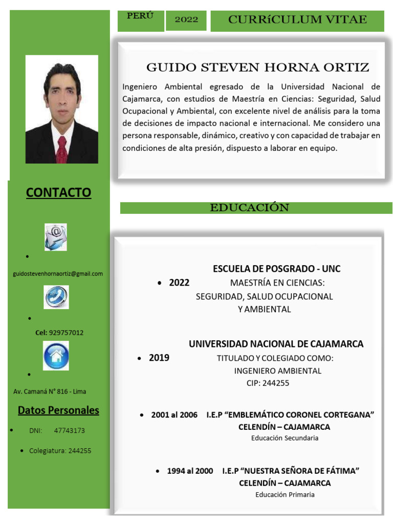 (C.V Horna Ortiz Guido Steven) (Ssoma) | PDF | Business