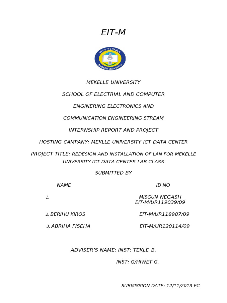 LAN Redesign for Mekelle University ICT | PDF | Computer Network ...