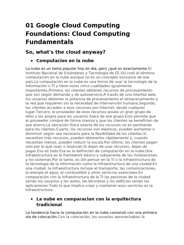 01 Google Cloud Computing Foundations | PDF | Computación en la nube ...