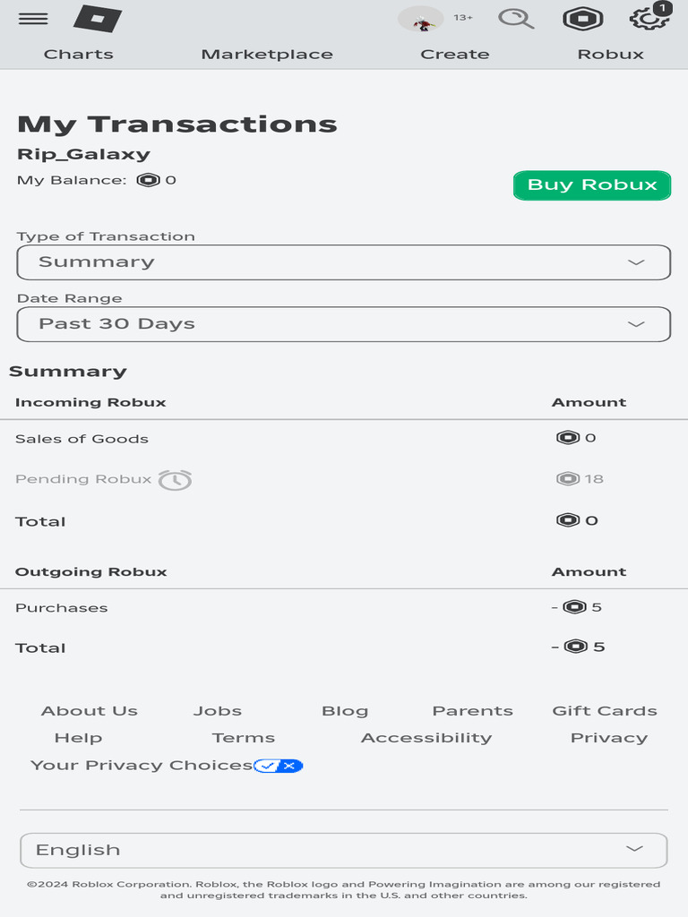 My Transactions - Roblox | PDF