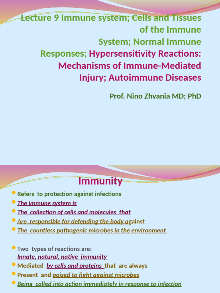 1for Lecture Final Immune System Pathology | PDF | Immune System | T Cell