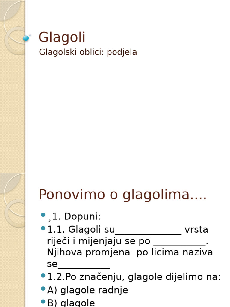Glagolski Oblici Novo | PDF