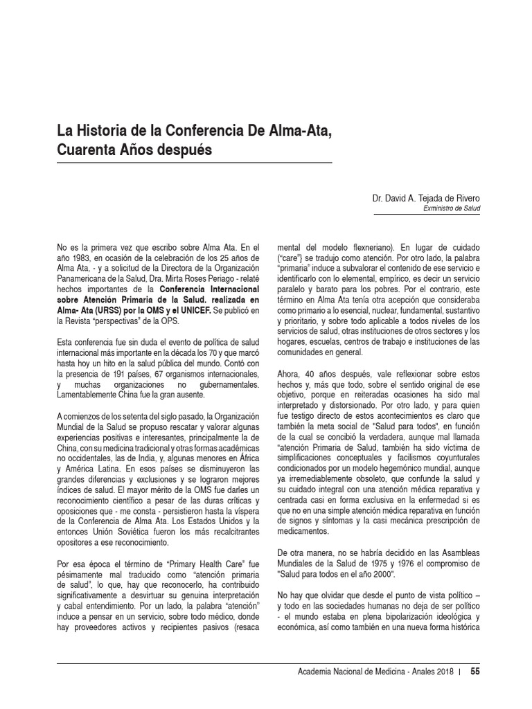 11 La Historia de La Conferencia de Alma Ata Pag 55 A 57 | PDF | Unión ...