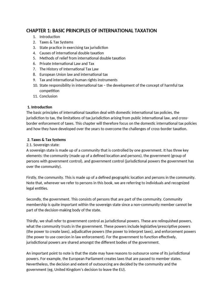 Chapter 1 - Basic Principals | PDF | Double Taxation | Taxes