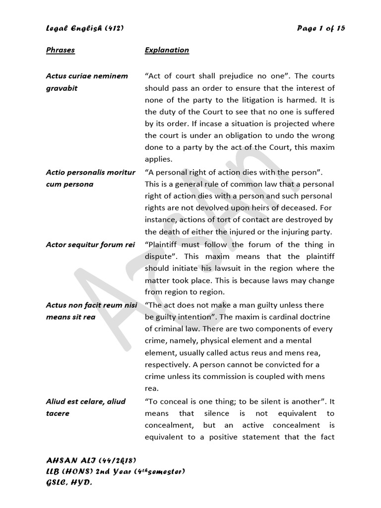 Maxims-Legal English | PDF | Jurisprudence | Public Law