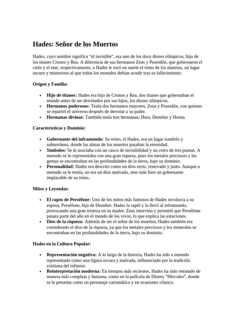Hades | PDF | infierno | Deidades griegas