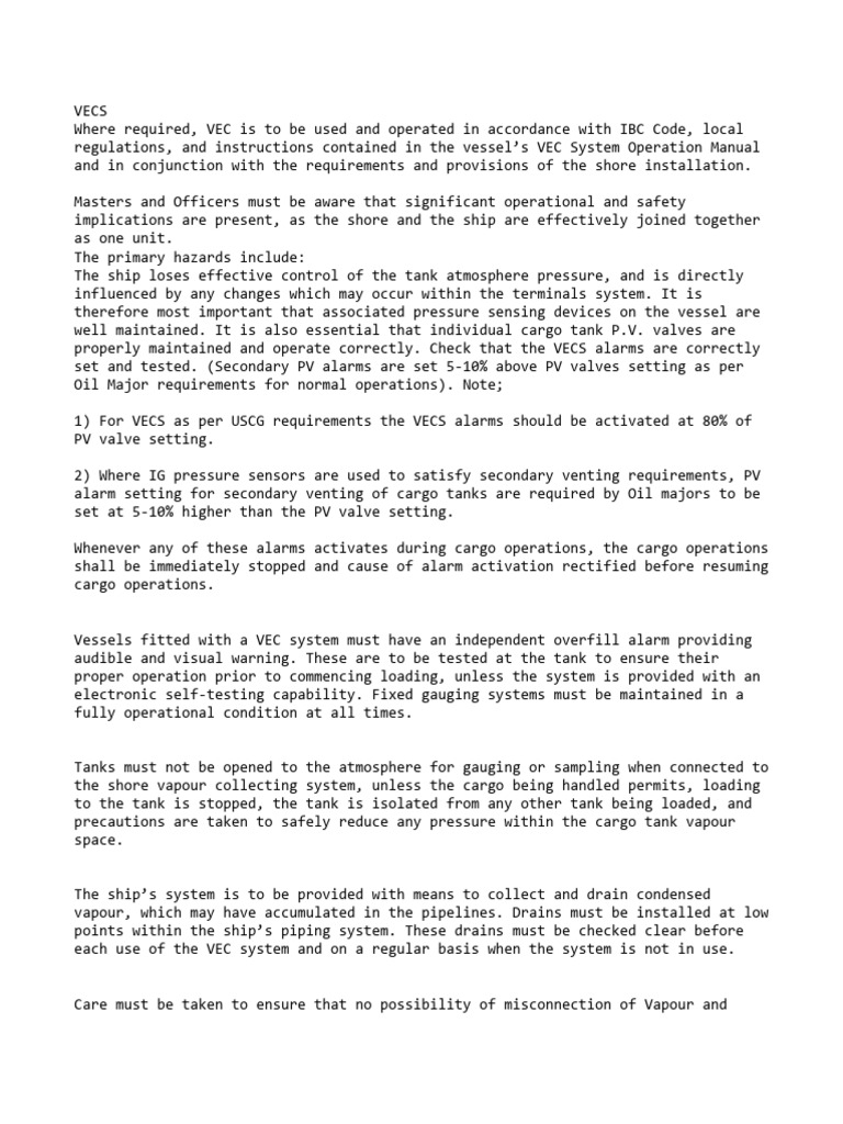 VECS | PDF | Ships | Valve