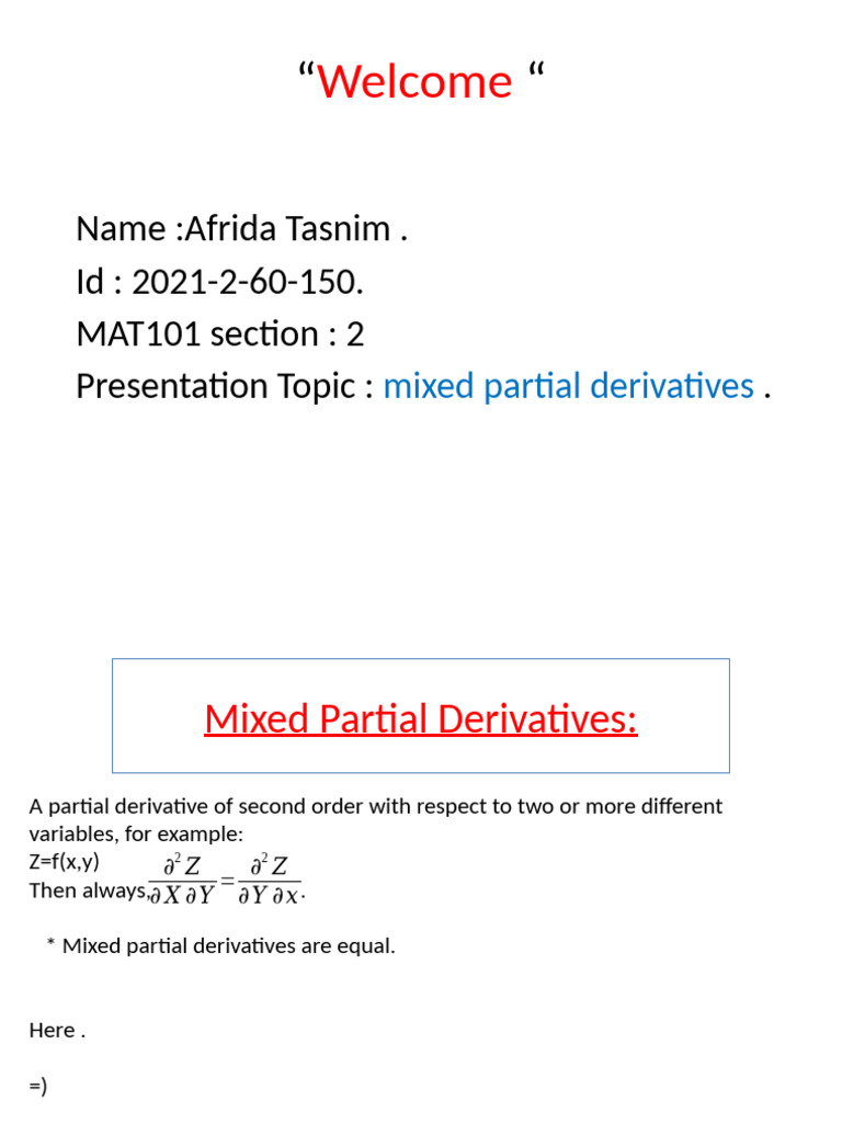 Mixed Partial Derivatives | PDF | Language Arts & Discipline