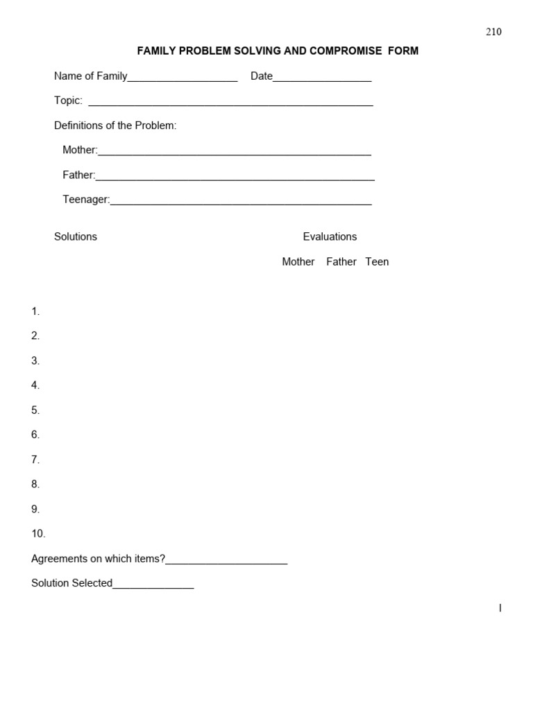 Family - Problem-Solving and Compromise Worksheet | PDF