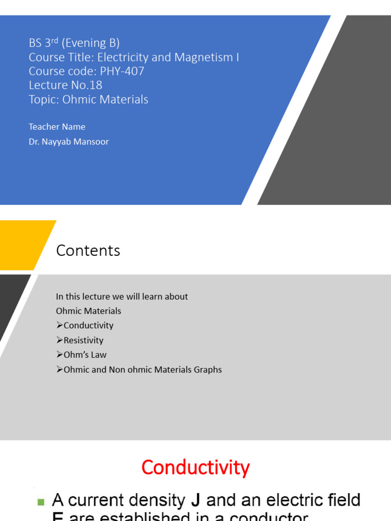 Understanding Ohmic Materials in Physics | PDF