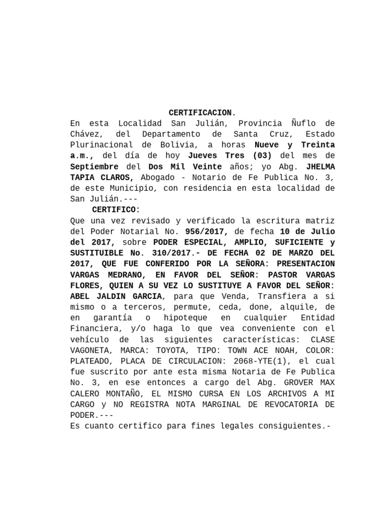 Certificacion de Poder Notariado | PDF
