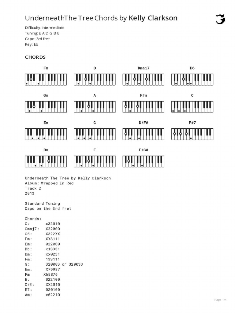Underneath The Tree Chords D | PDF