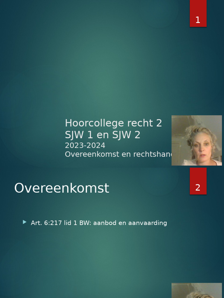 HC2 de Overeenkomst en Rechtshandeling | PDF