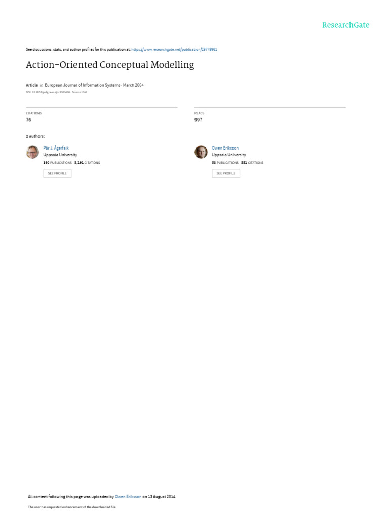 Ågerfalk - Eriksson - 2004 - Action-Oriented Conceptual Modelling. European Journal of ...