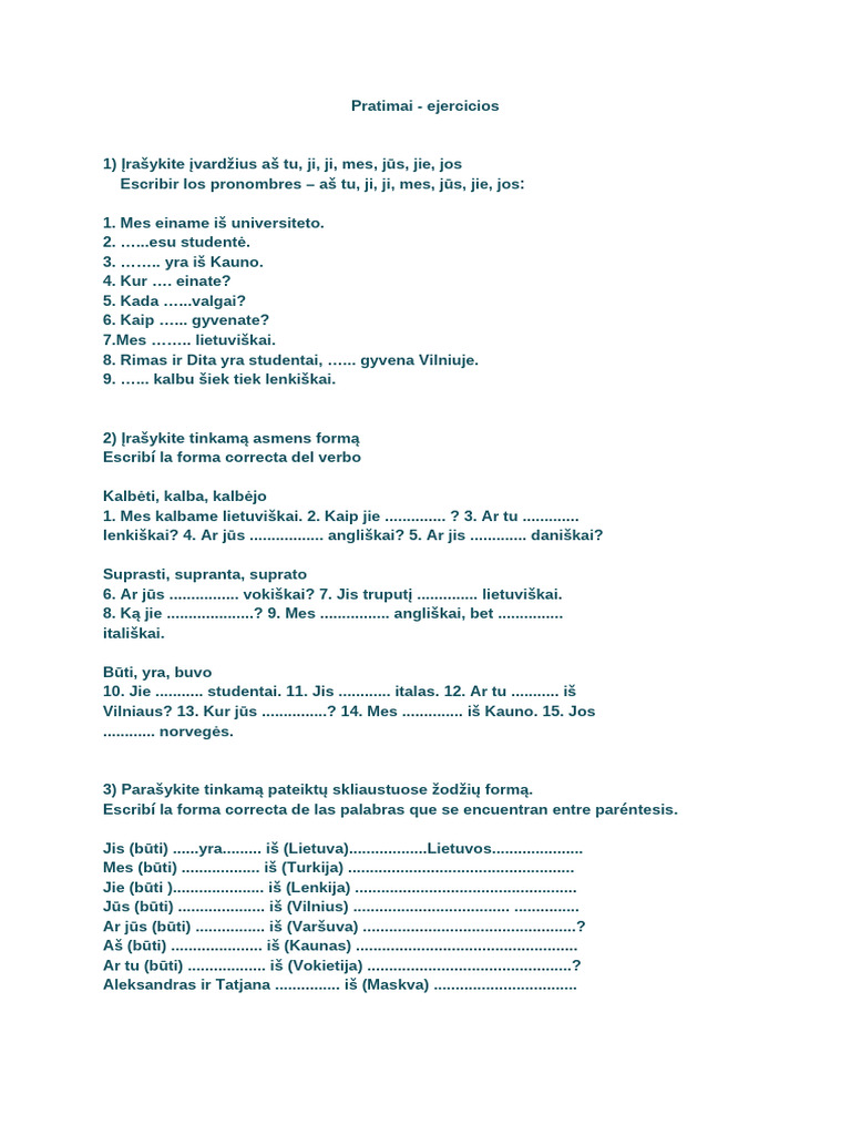 6 Pratimai - Ejercicios | PDF