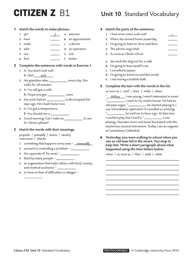 Vocabulary Standard - Unit 10 | PDF