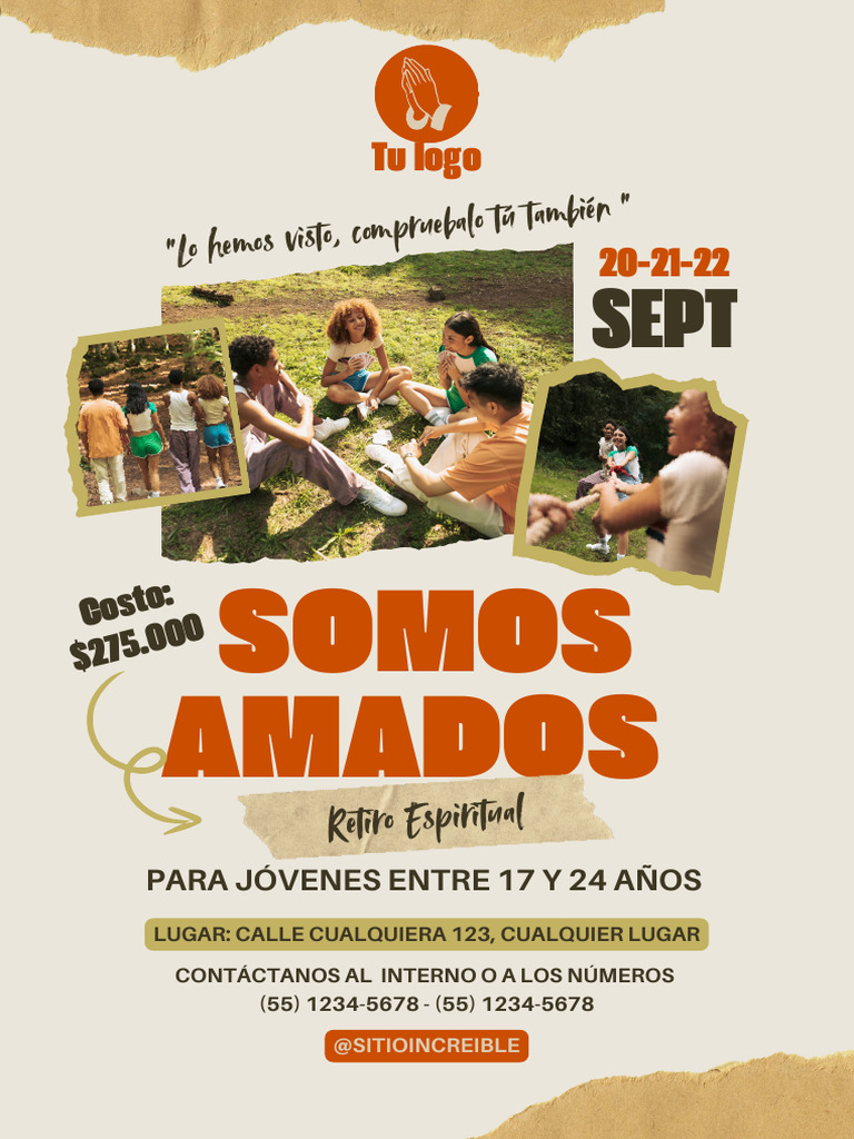 Volante Retiro Espiritual para Jovenes Moderno Naranja | PDF