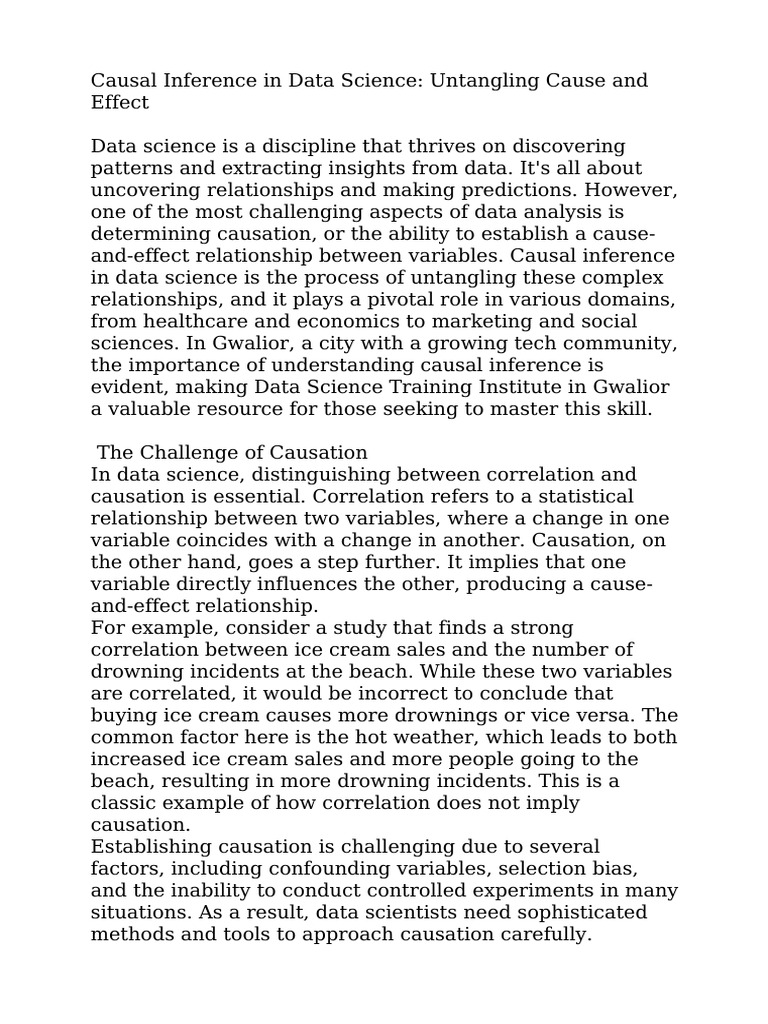 Causal Inference in Data Science Untangling Cause and Effect | PDF ...