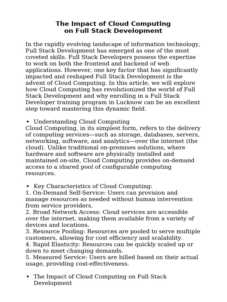 The Impact of Cloud Computing On Full Stack Development | PDF | Cloud ...