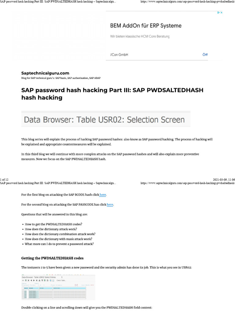 CrackingSAP-Pwd 003 | PDF | Password | Error Detection And Correction