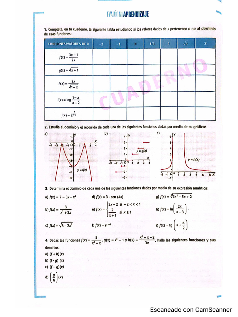 1a Ejercicios Funciones | PDF