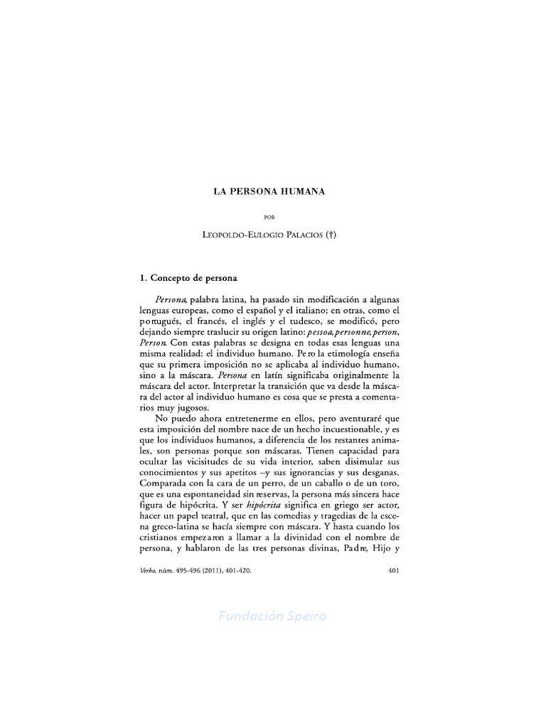 La Persona Humana - Esquema | PDF | Estudios de idiomas extranjeros
