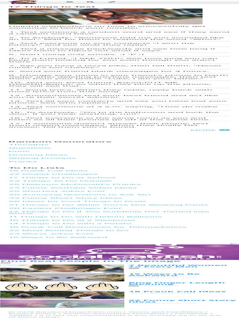 17 Things To Text - Random Things To Do | PDF