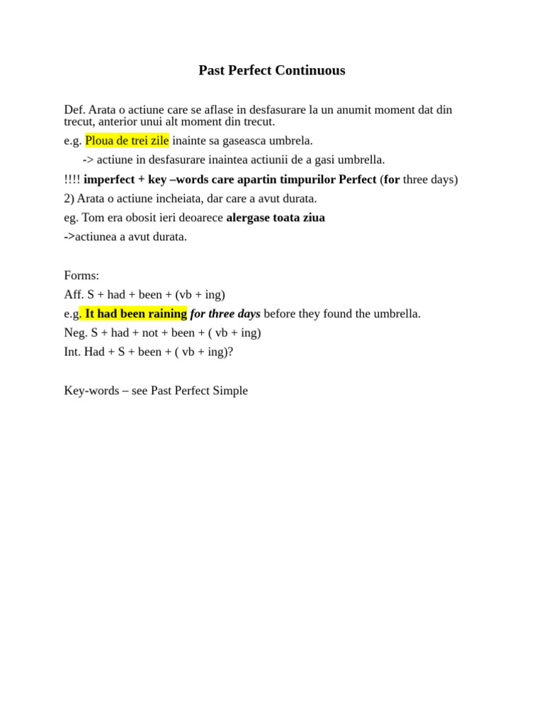 Past Perfect Continuous | PDF