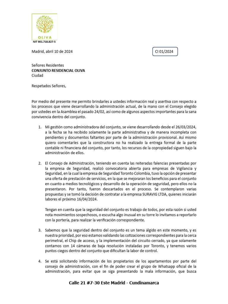 Comunicado Interno 01 | PDF | Condominio
