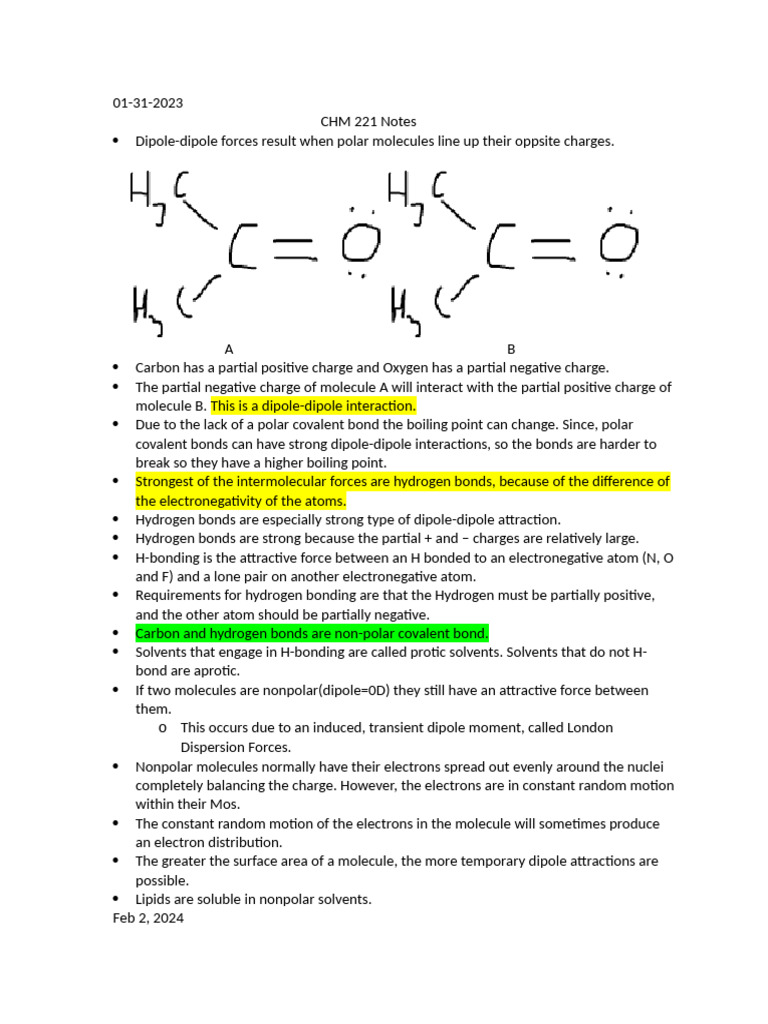 CHM notes | PDF | Chemical Polarity | Chemical Bond