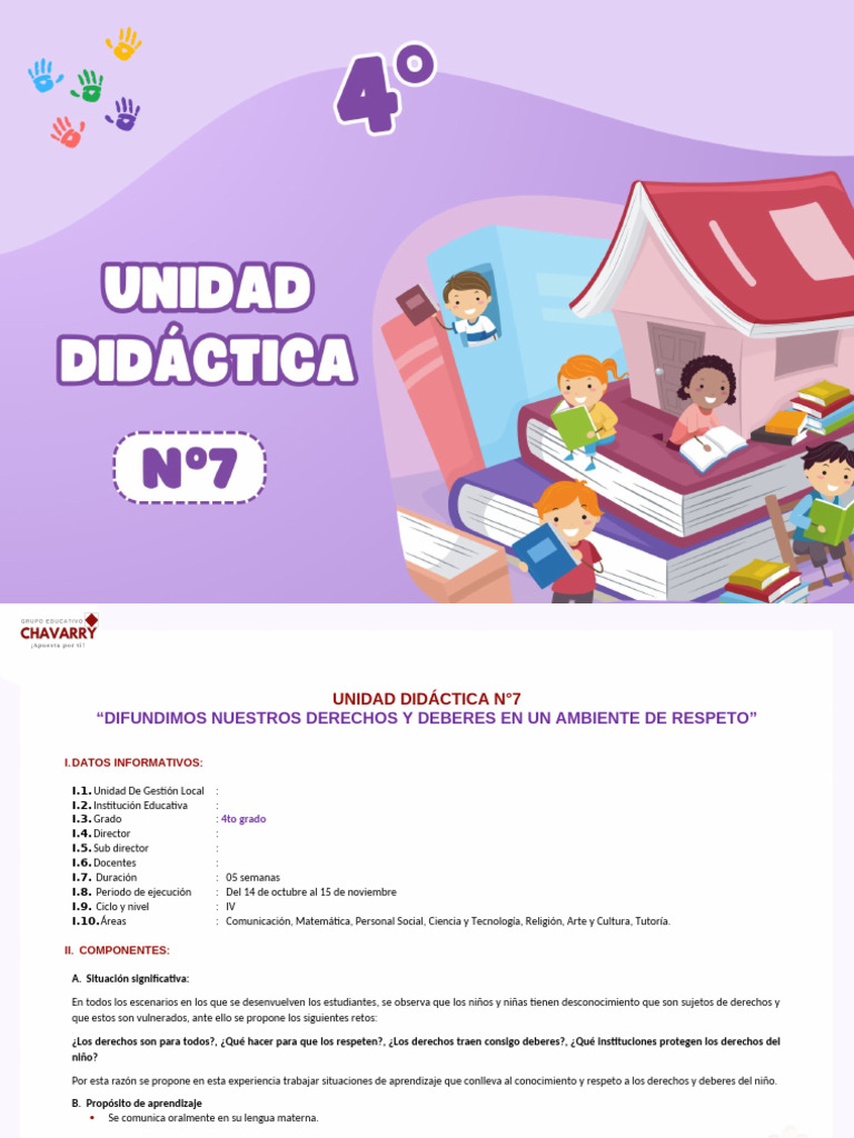 Unidad N°7 - 4to Grado | PDF | Aprendizaje | Evaluación