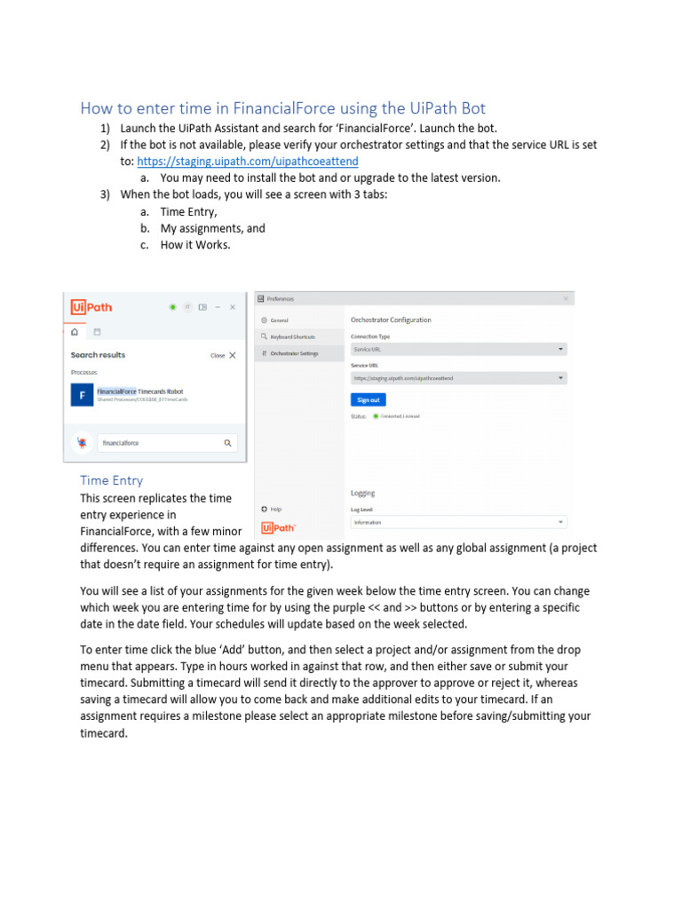 Time Entry in FinancialForce Bot | PDF | System Software | Computing