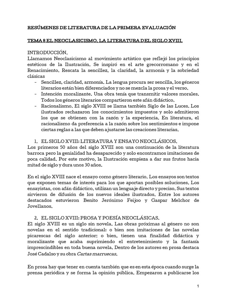 Literatura 1 Evaluación | PDF | Realismo literario | Romanticismo