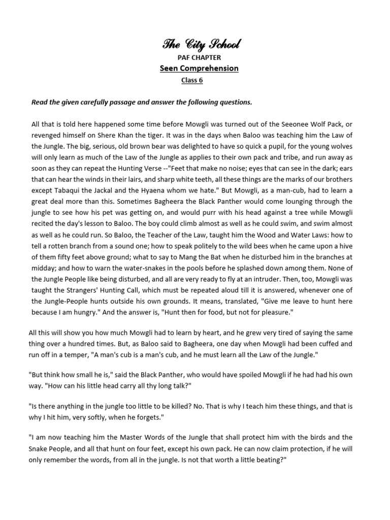 Mowgli's Lessons in the Jungle | PDF | Bagheera | Baloo