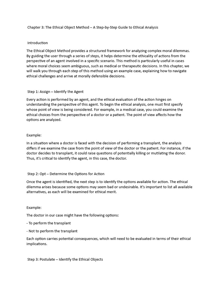 Chapter 03 The Ethical Object Method | PDF | Organ Transplantation