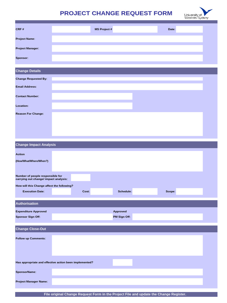 Excel Project Change Order Request Form Download1 | PDF | Business