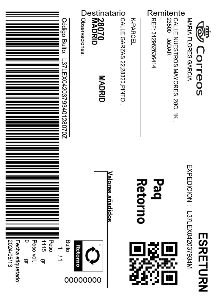 Returnlabel 312962636414 | PDF